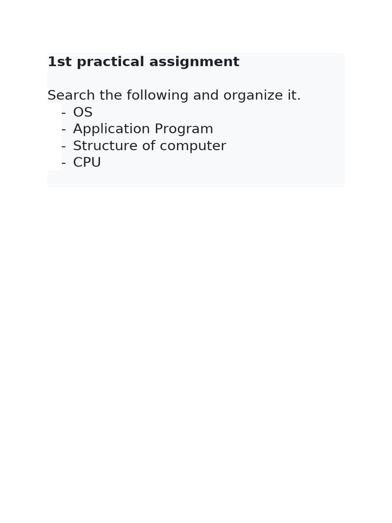 1st Practical Assignment List For Students | PDF