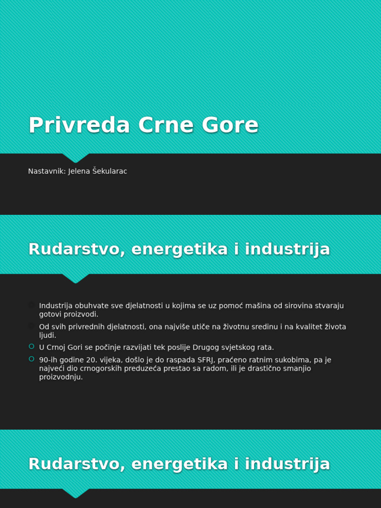 Privreda Crne Gore Prezentacija | PDF
