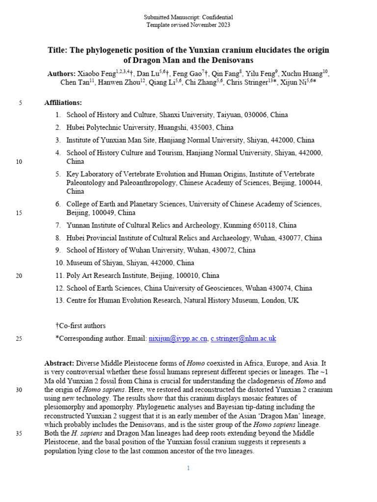Yunxian Cranium Reveals Dragon Man Origins | PDF | Homo | Paleoanthropology
