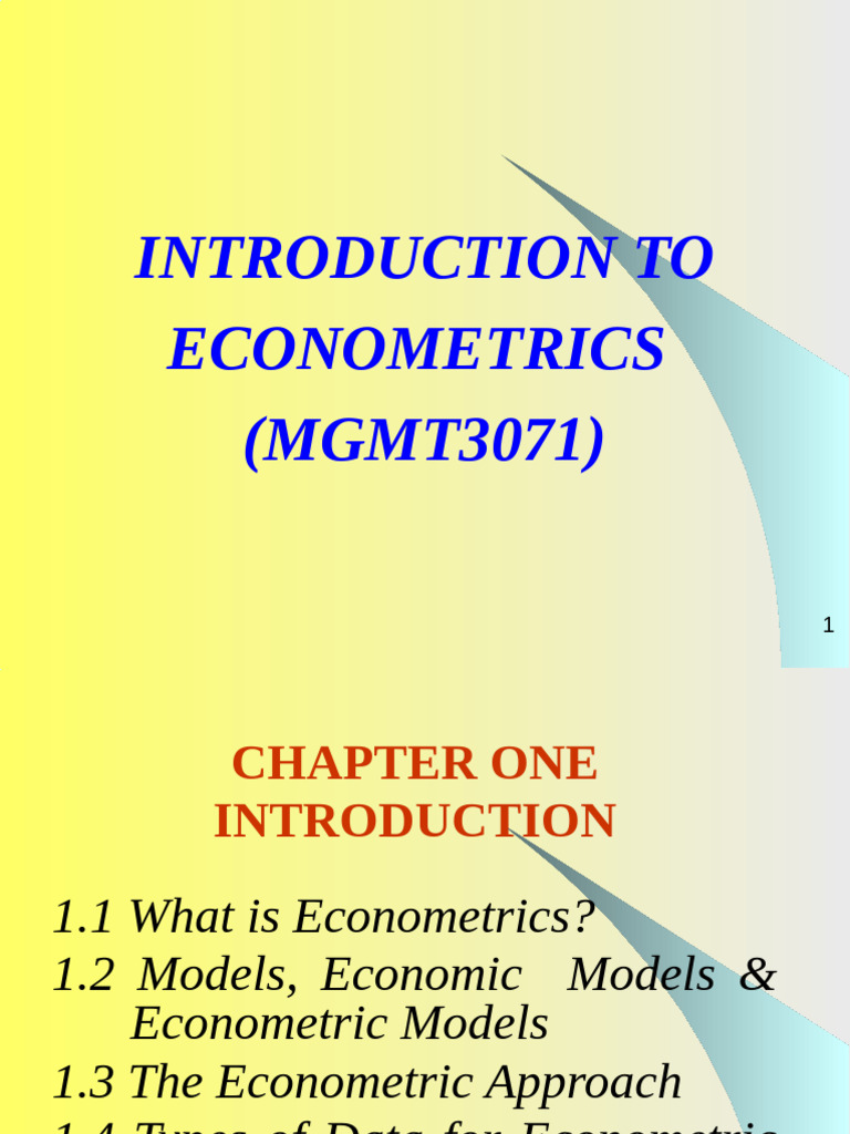 Chapter - 1 Econometrics | PDF | Econometrics | Statistics
