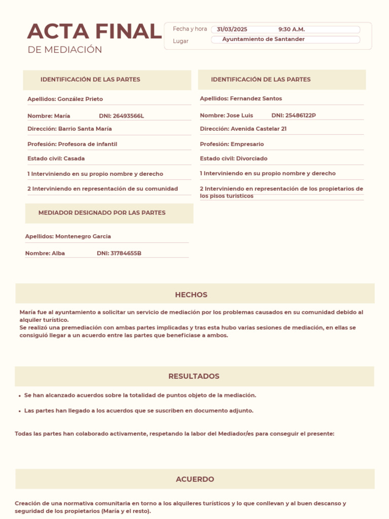 Acta Mediación Ud6 | PDF | Mediación