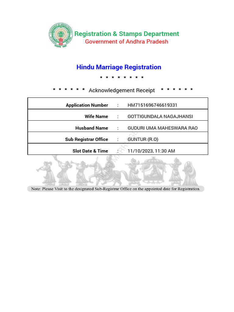 Marriage Registration Slot | PDF