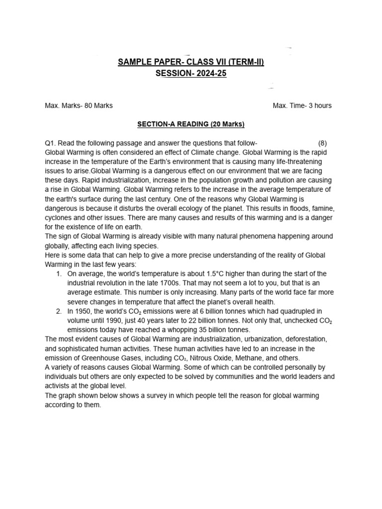 Class Vii Sample Paper-Term Ii | PDF | Climate Change | Lightning