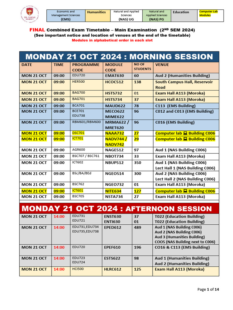 Final-Combined-Exam-Timetable-2nd-sem-2024 | PDF | Educational Stages ...