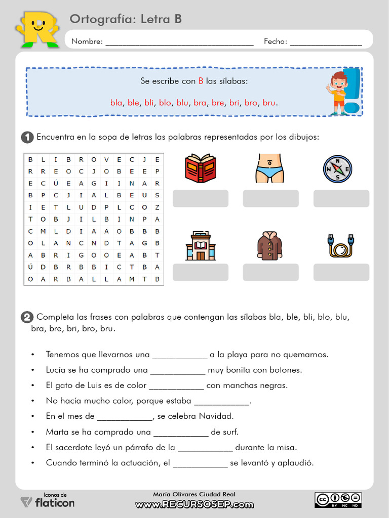 Palabras con sílabas B para primaria | PDF