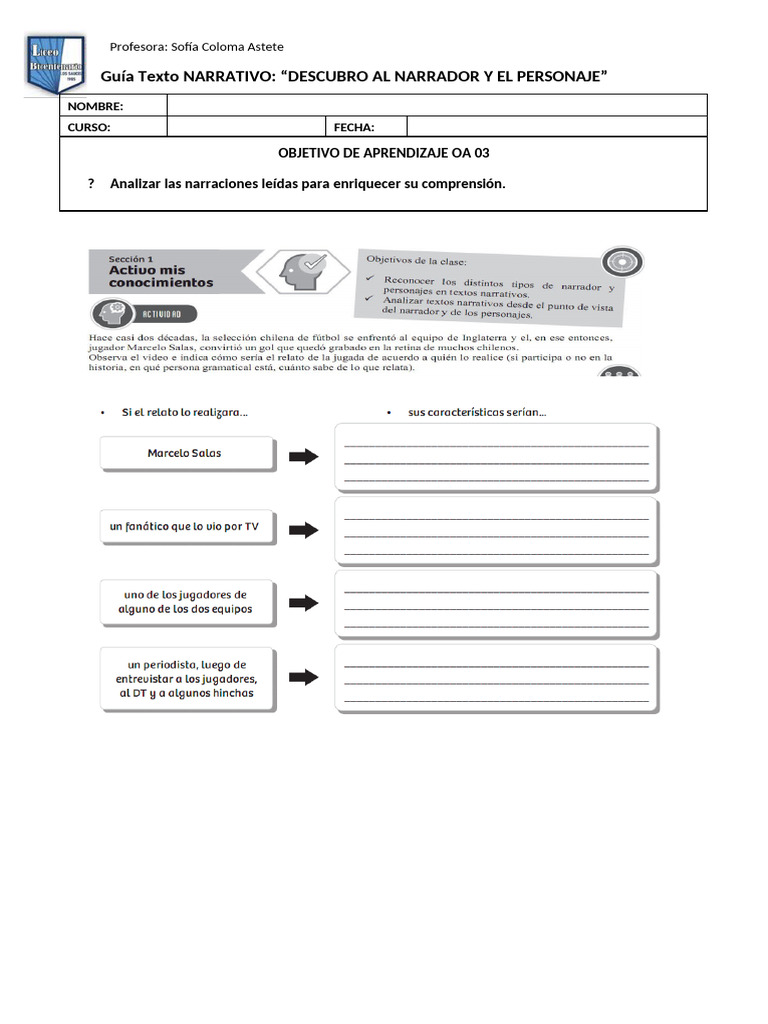 Guía para Analizar Narradores y Personajes | PDF