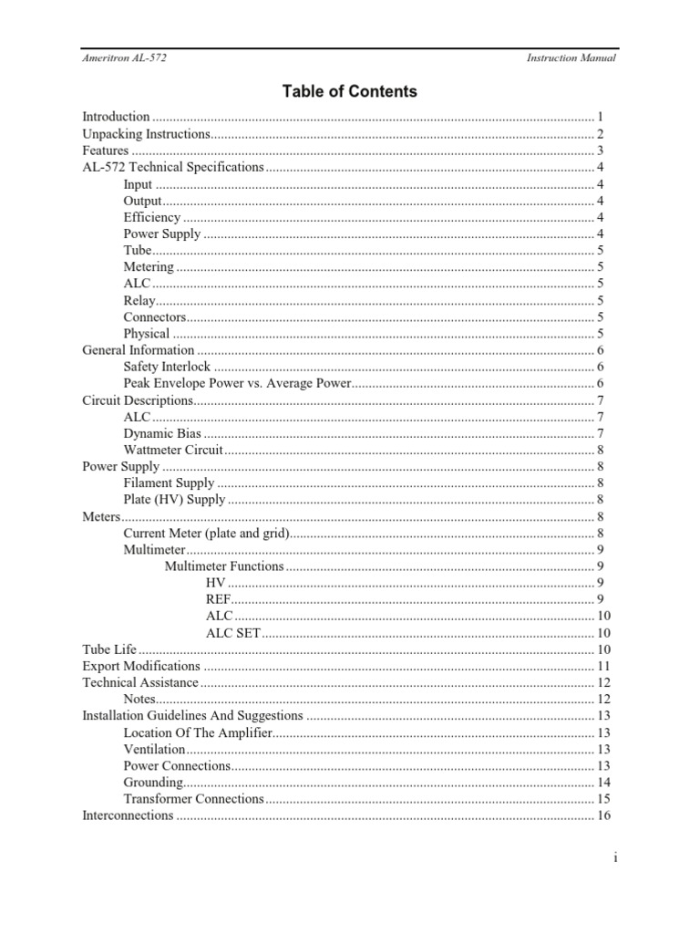 AL-572 Manual | PDF | Vacuum Tube | Amplifier