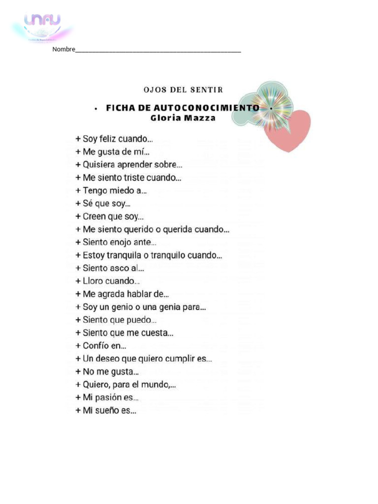 Actividad de Autoconocimiento | PDF