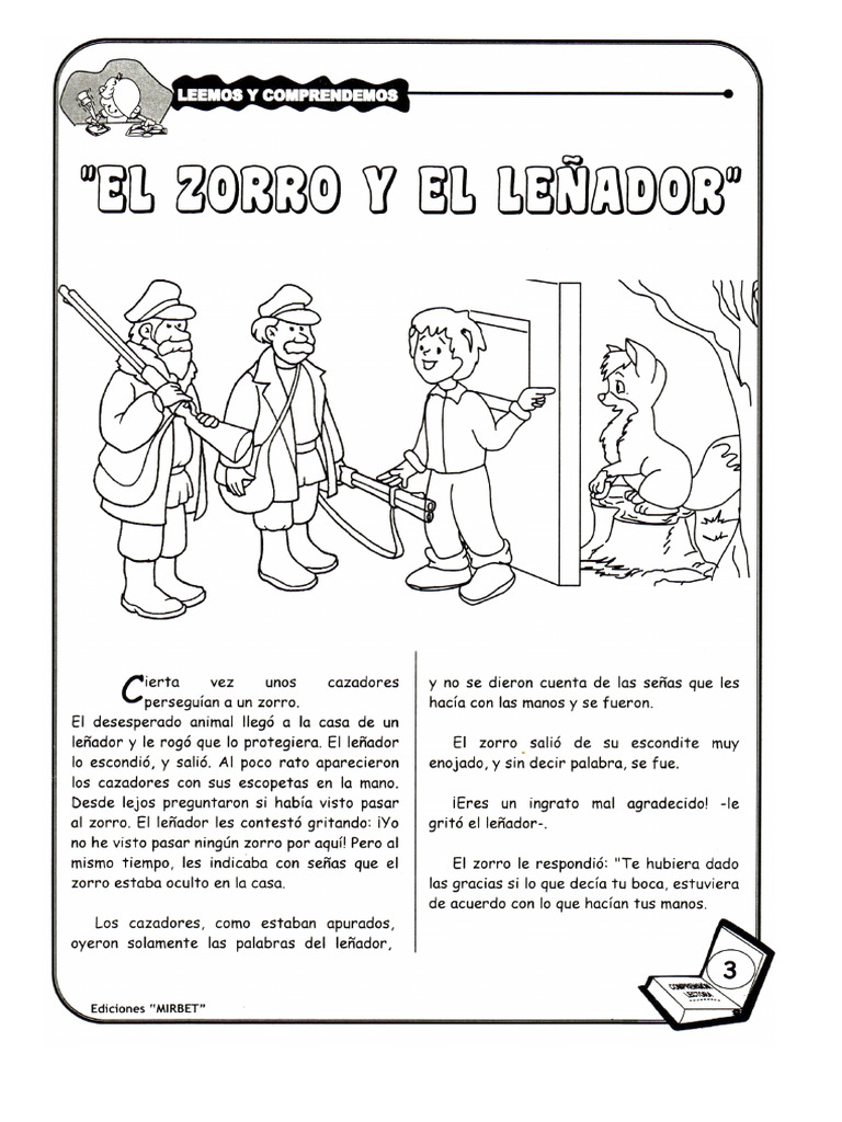 El zorro y el leñador: lección de gratitud | PDF