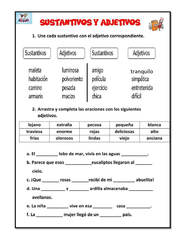 Sustantivos, Adjetivos y Verbos | PDF