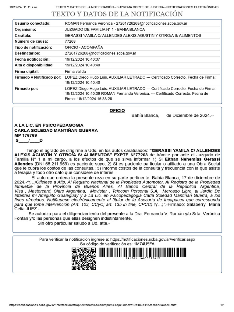 Oficio Psico Eithan QR | PDF