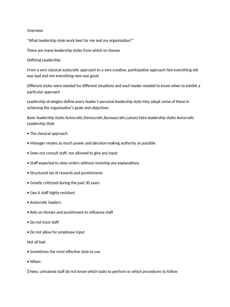 Effective Leadership Styles Explained | PDF | Leadership | Decision Making
