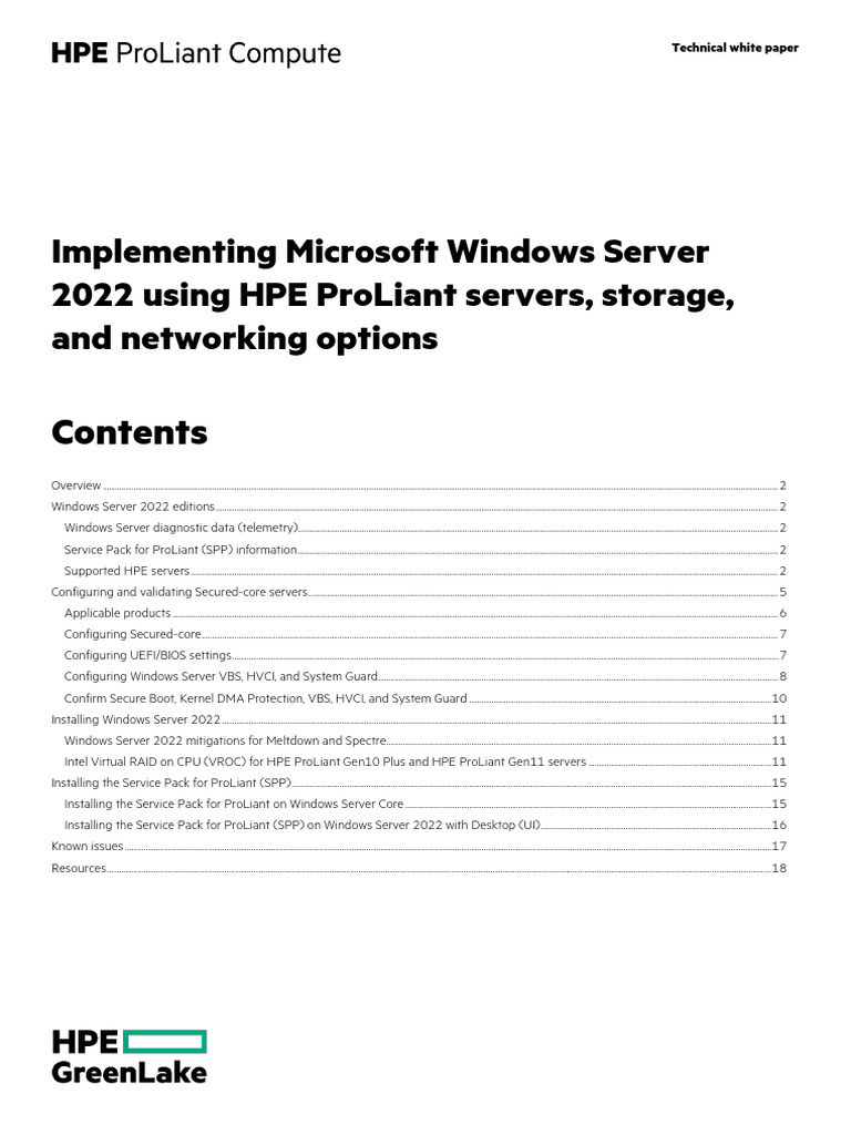 Implementing Microsoft Windows Server 2022 Using HPE ProLiant Servers, Storage, and Networking ...