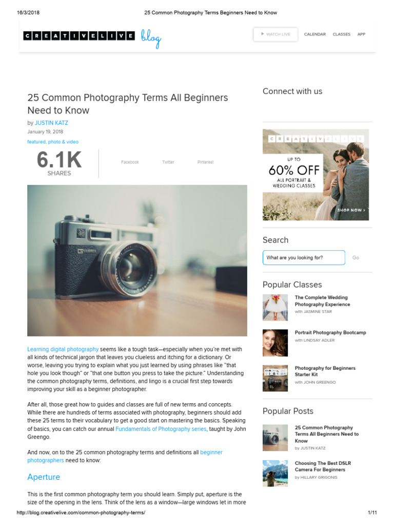 25 Common Photography Terms Beginners Need To Know | PDF | Exposure ...