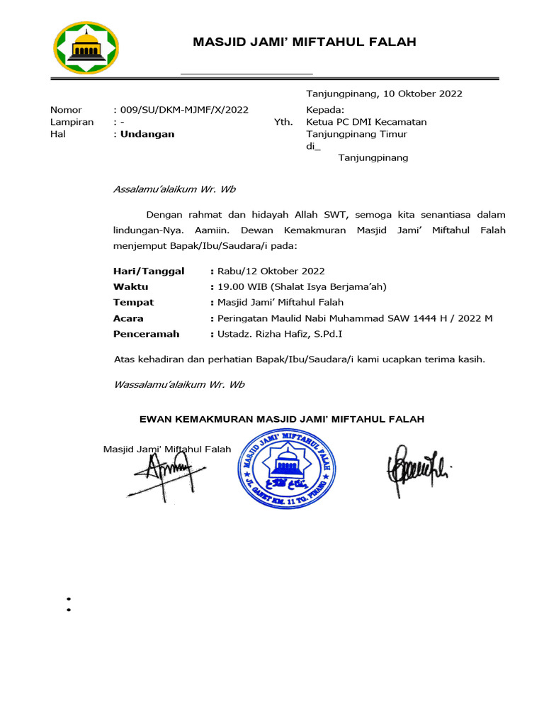 Undangan PC Dmi Timur | PDF