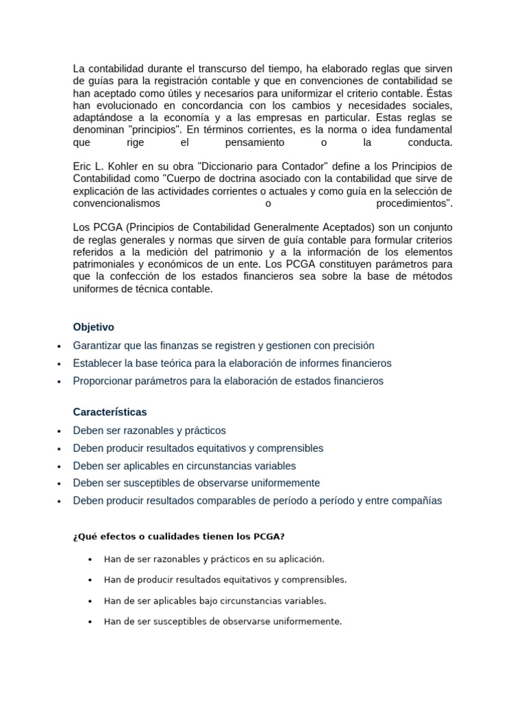 Principios de Contabilidad Generalmente Aceptados | PDF | Contabilidad