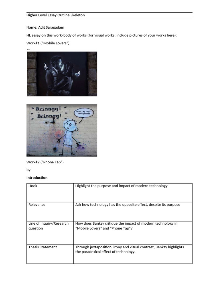 Higher Level Essay Outline Template | PDF | Essays | Telephone