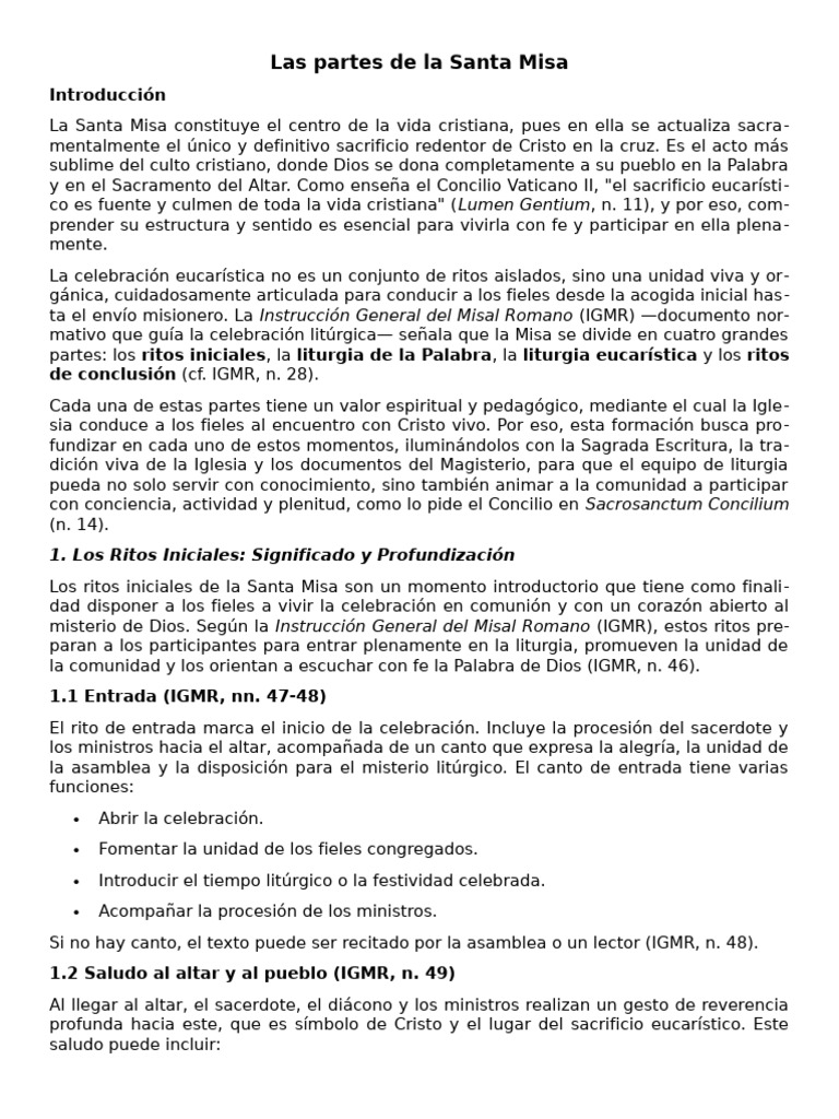Partes de la Santa Misa Explicadas | PDF | eucaristía | Liturgia