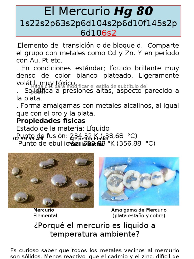 Propiedades y características del mercurio | PDF | Mercurio (Elemento ...