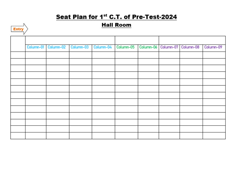 Seat Plan For 1st C.T. of Pre-Test | PDF