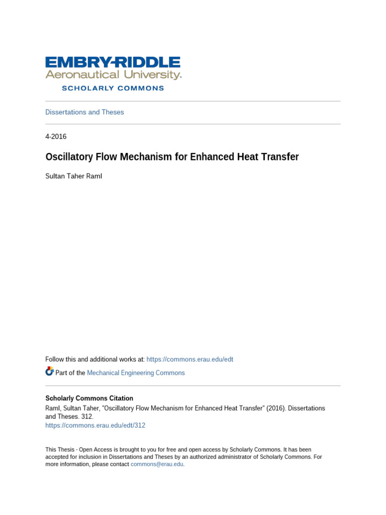 Enhanced Heat Transfer via Oscillatory Flow | PDF | Navier–Stokes ...