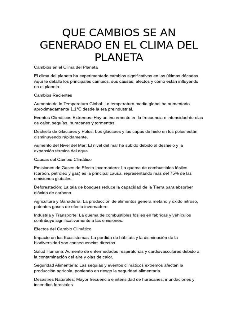 Cambios Climáticos Globales Recientes | PDF