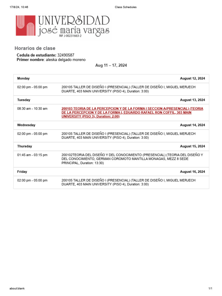 Class Schedules 1 (1) | PDF