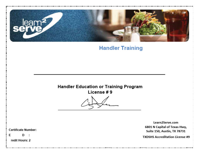 Food Handler Template | PDF