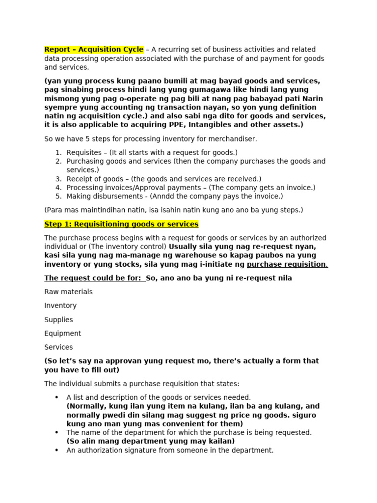 151 Report Acquisition Cycle | PDF | Accounts Payable | Business