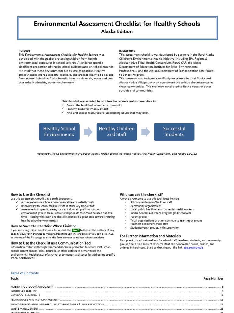 Healthy Schools Checklist | PDF | Air Pollution | Ventilation ...