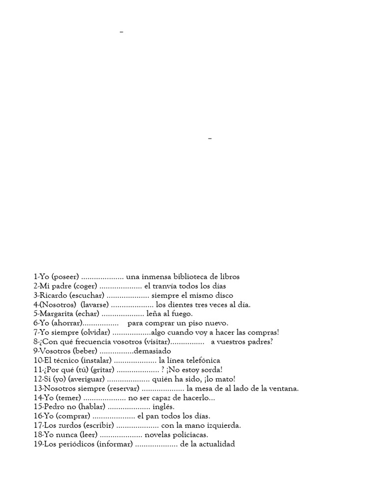 Ejercicios de Conjugación Verbal en Español | PDF