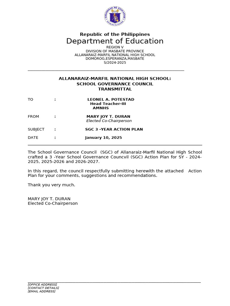 (SGC) Transmittal Letter Template | PDF