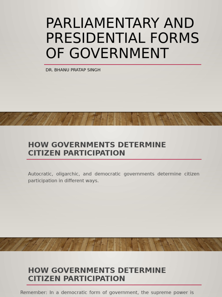 Parliamentary and Presidential Forms of Government | PDF | Legislature ...