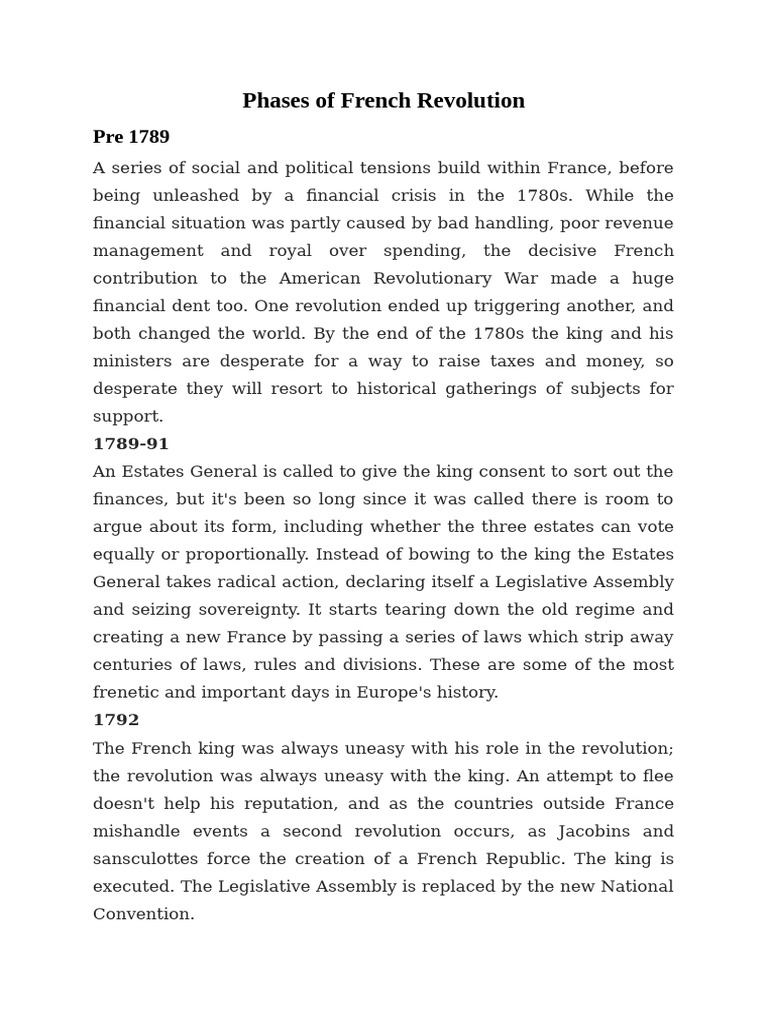 Phases of French Revolution | PDF | French Revolution | France