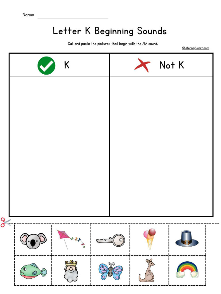 K-O Beginning Sounds Cut & Paste | PDF