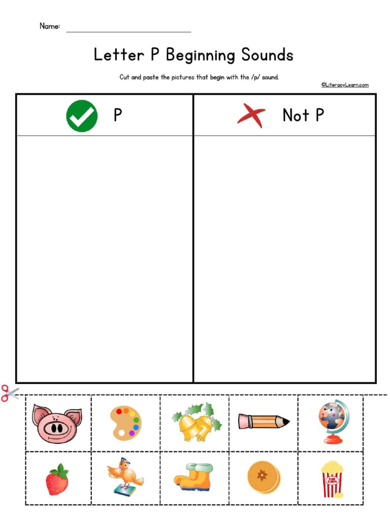P-T Beginning Sounds Cut & Paste | PDF