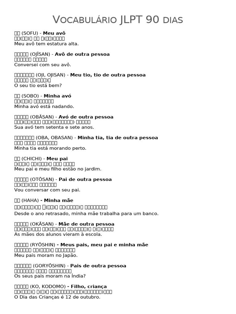 Vocabulário JLPT | PDF