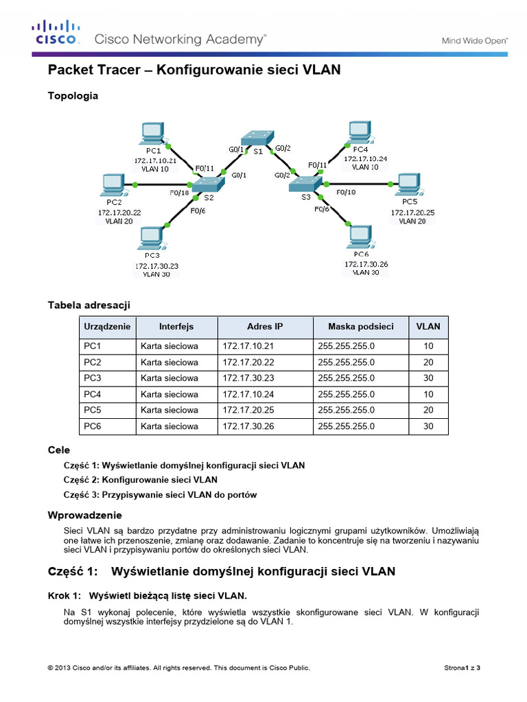 3.2.1.7 Packet Tracer - Configuring VLANs Instructions | PDF