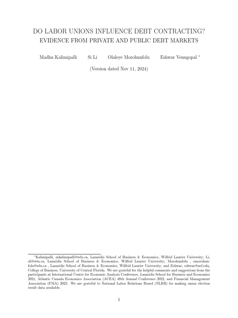 OLA Labor Union and Debt Contracting | PDF | Debt | Equity (Finance)