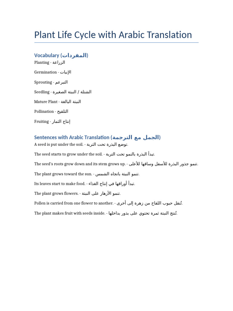 Plant Life Cycle Translated | PDF