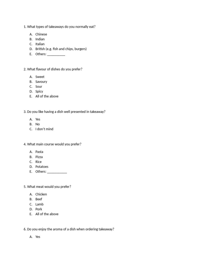 Questionaire | PDF