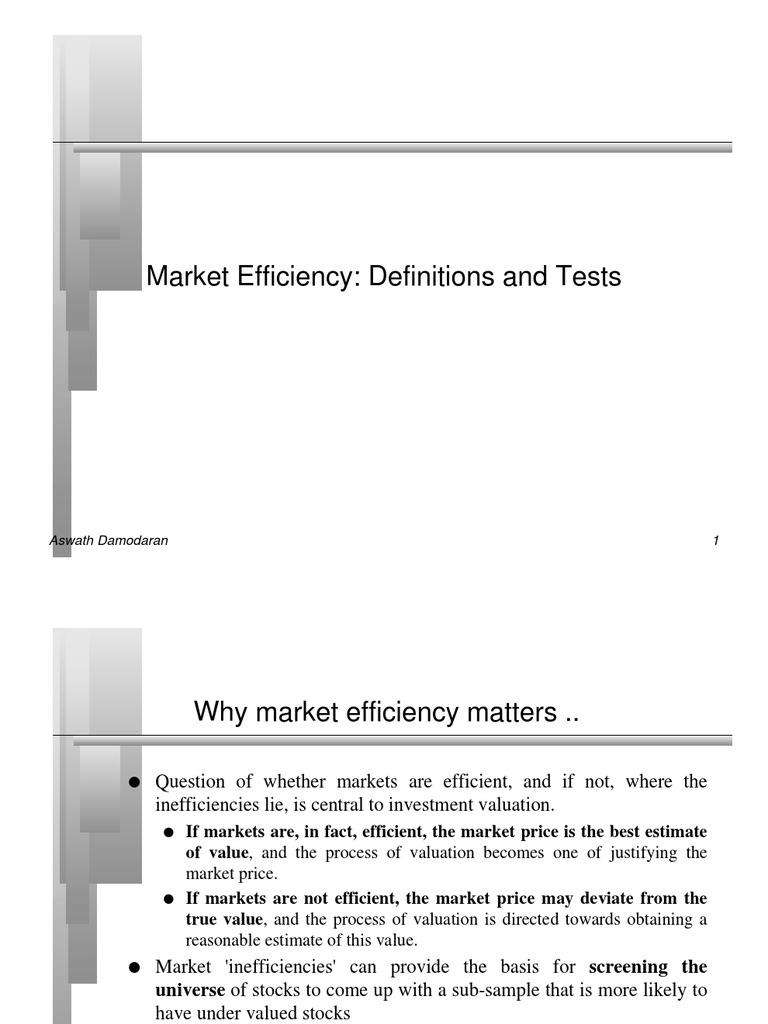 Market Efficiency Definitions And Tests Efficient Market Hypothesis