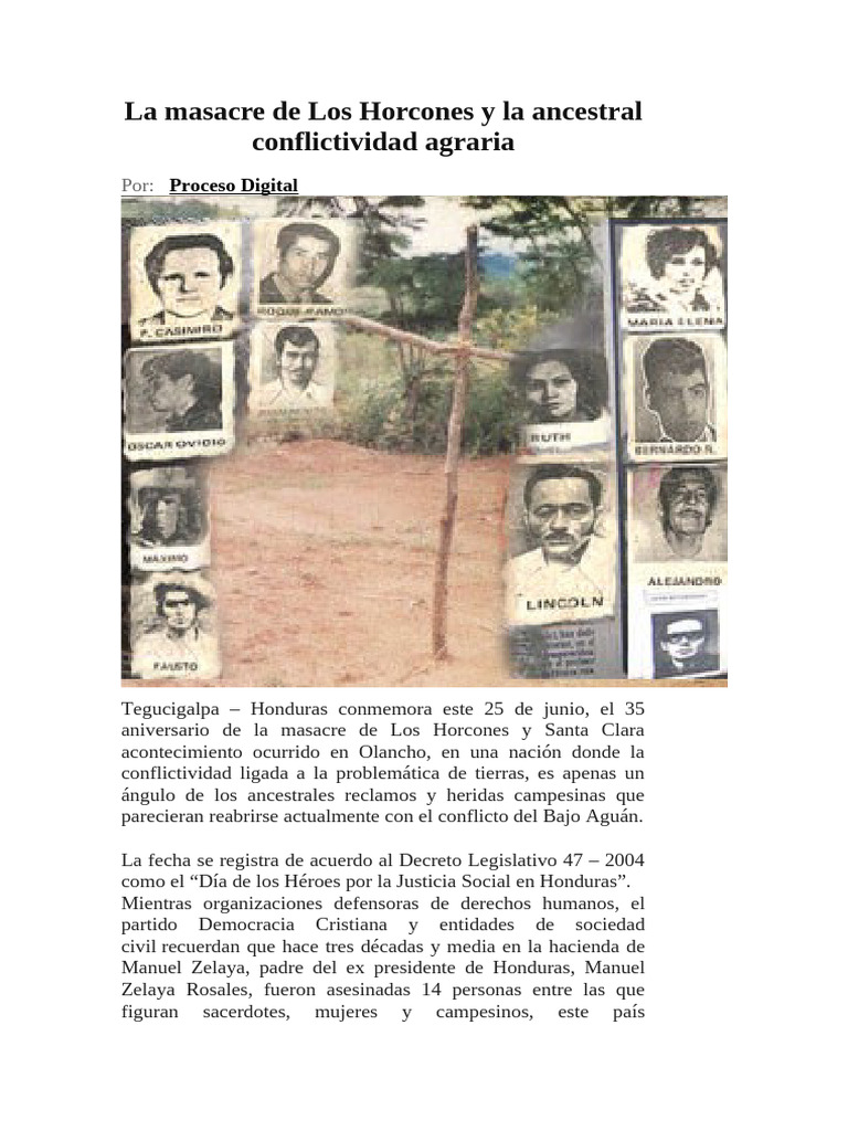 La Masacre de Los Horcones y La Ancestral Conflictividad Agraria | PDF ...