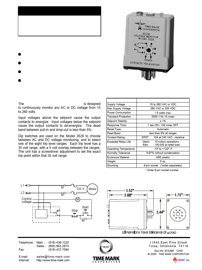 Voltage Monitor 15-260VAC-DC - 2628 | PDF | Relay | Alternating Current
