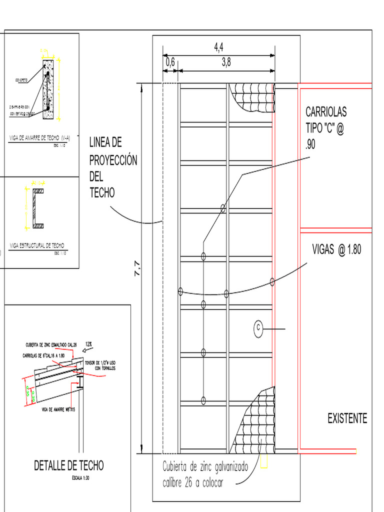 Detalles de Vigas Estructurales de Techo | PDF