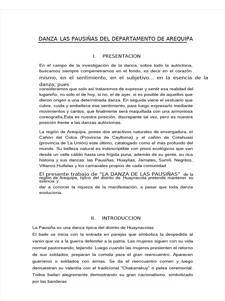 pdf-danza-las-pausias-del-departamento-de-arequipa | PDF | Bailes