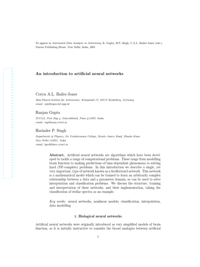 An Introduction To Artificial Neural Networks | PDF | Neuron | Synapse