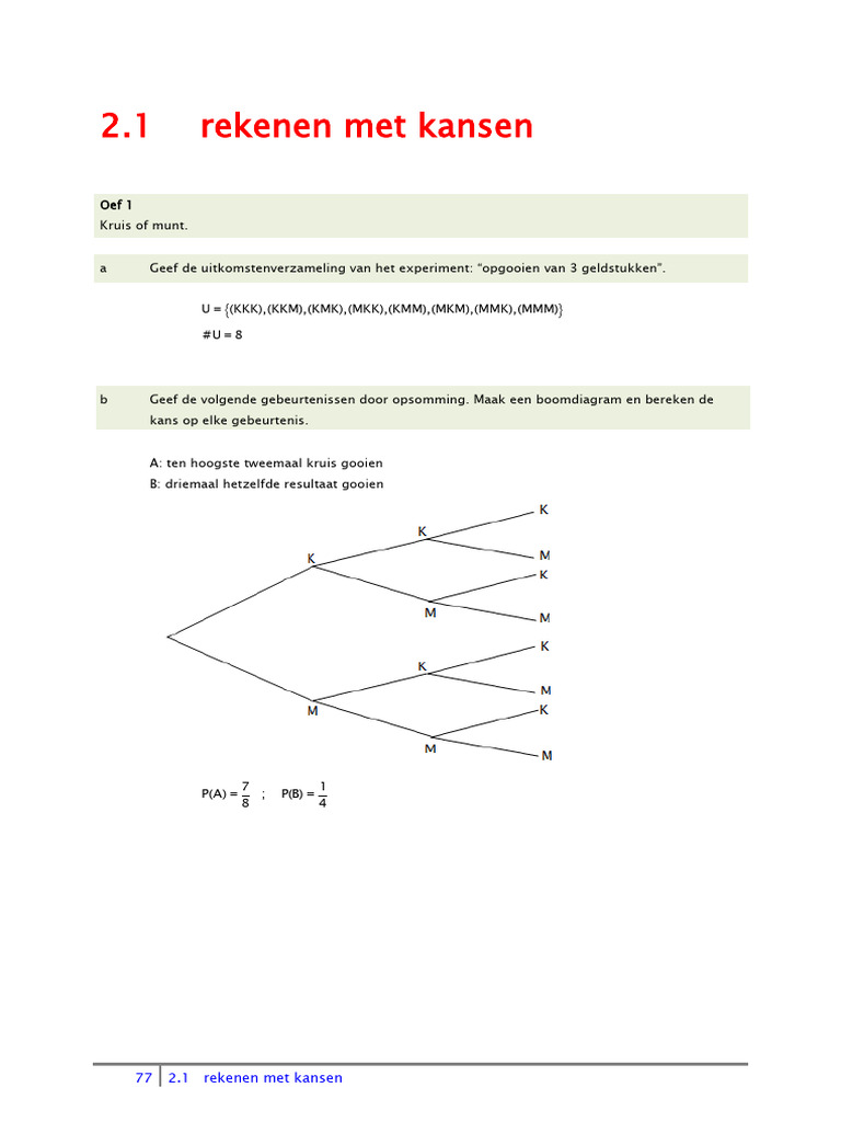 VBTL 56 Combinatoriek en Kansrekenen D-Gev Oplossingen H2 2 | PDF
