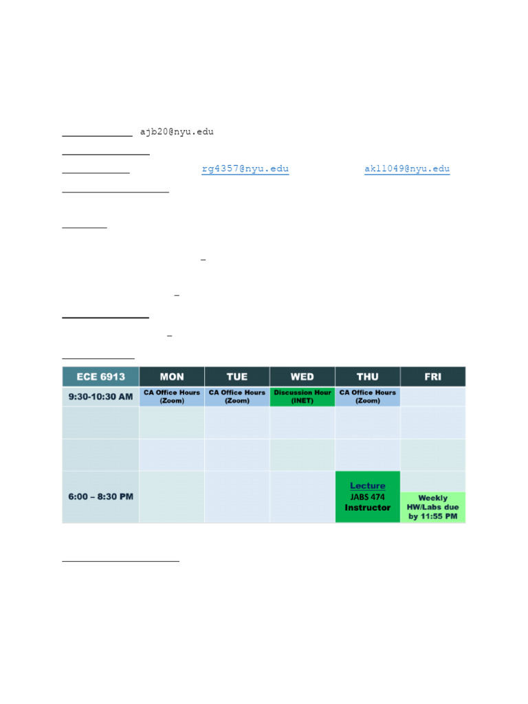 ECE 6913 Spring 24 Syllabus | PDF | Central Processing Unit | Cpu Cache