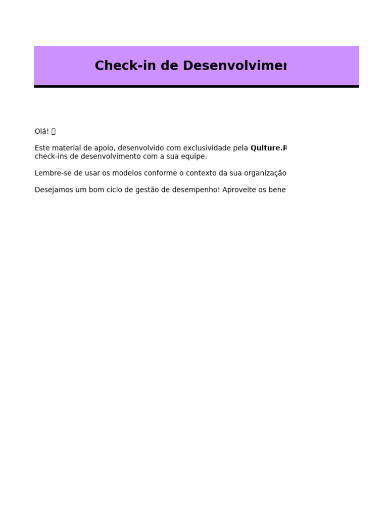 Modelo de Check-in de Desenvolvimento | PDF